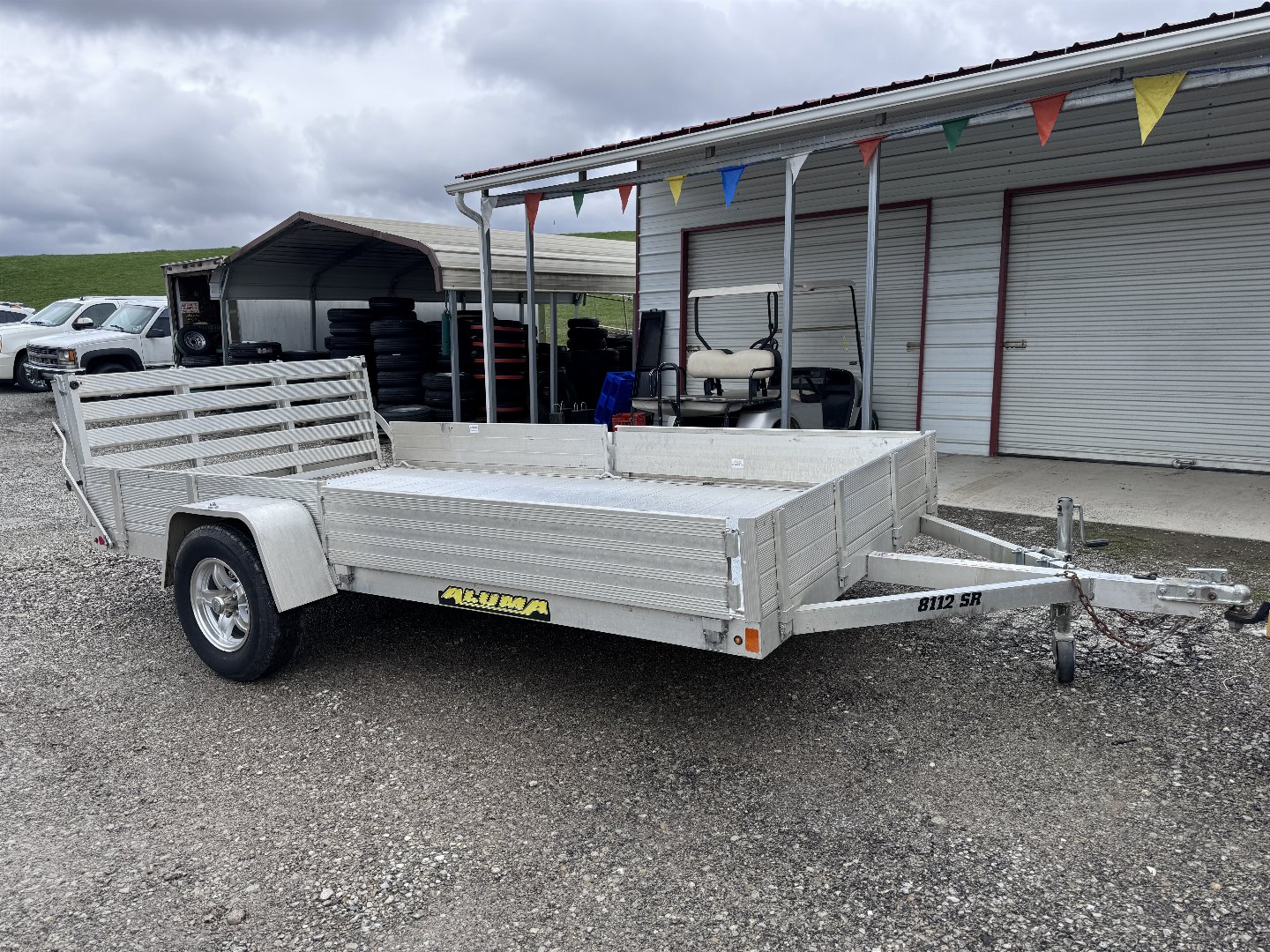 Used 2021 Aluma 6'9" x 12' SR Utility w/ Side Ramps, Bi-Fold Gate, Rear ...