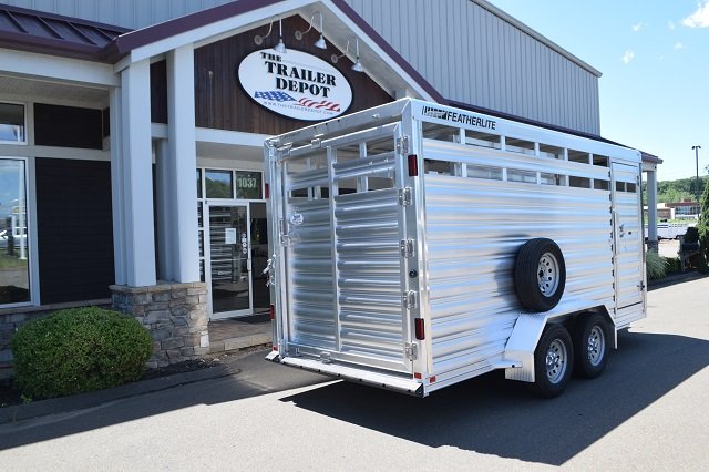 New FEATHERLITE 6’7″ X 16′ LIVESTOCK BUMPER PULL TRAILER | Northford ...