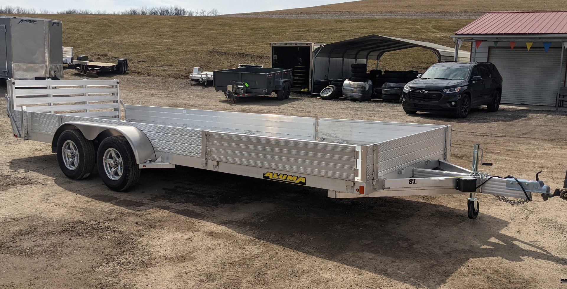 New 2025 Aluma 6'9" x 22 SR Utility Trailer w/ Side Ramps, Solid Rear ...