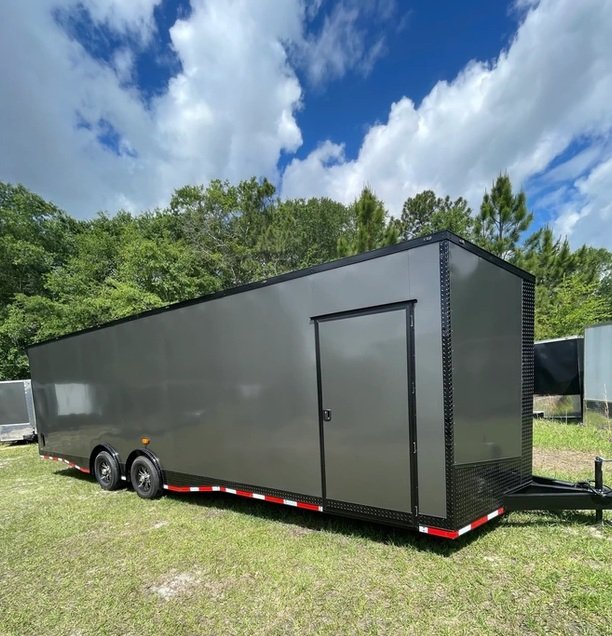 New 2024 PowerLine Cargo 8.5X28 TA CHARCOAL / Enclosed Trailer ...