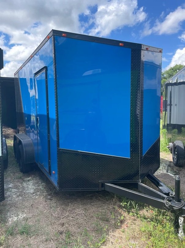New 2024 PowerLine Cargo 7X14 TWO TONE PEPSI BLUE / Enclosed Trailer ...