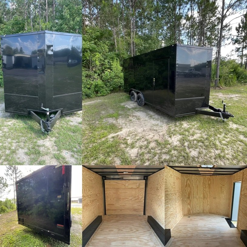 New 2024 PowerLine Cargo 8.5x16 BLACK BLACKOUT / Enclosed Trailer ...