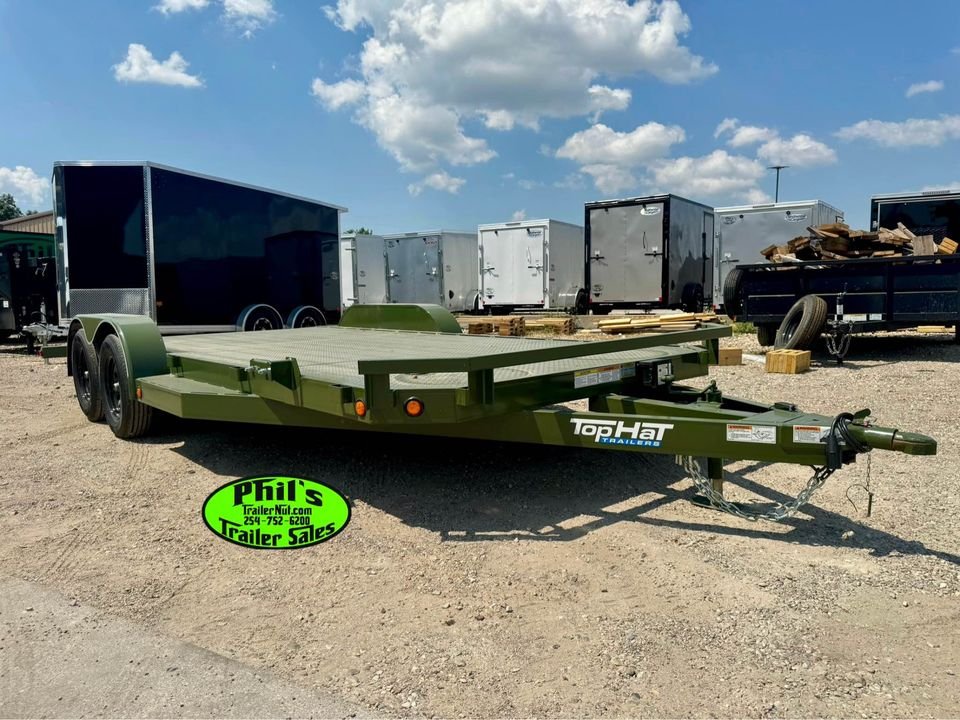 New 2024 TOP HAT TRAILERS 83X18 OPEN CAR HAULER Utility Trailer STEEL ...