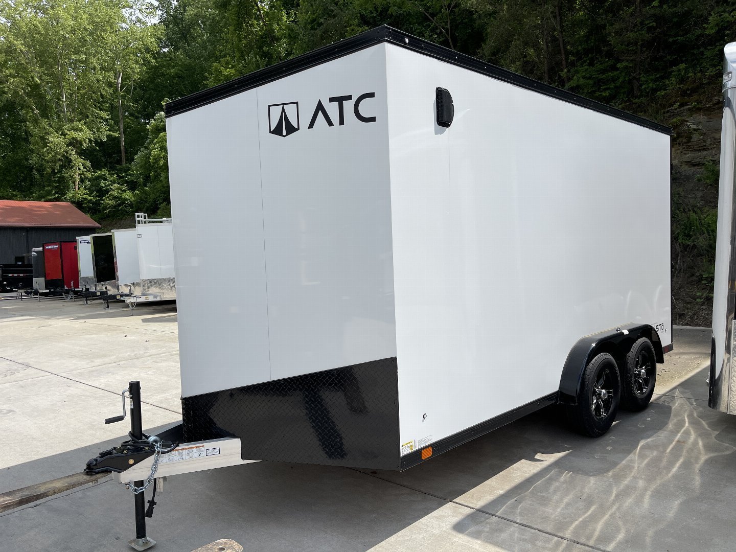 New 2023 ATC Aluminum Enclosed 7x14+2(2' V-Nose) STO300 White w/ Black ...