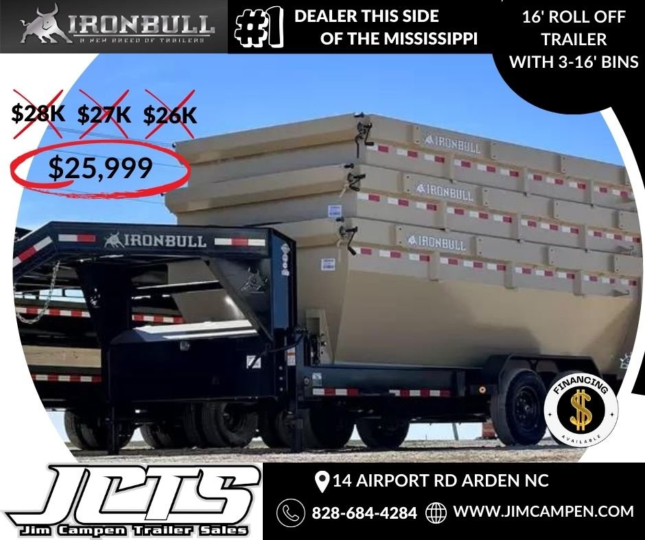 New 2025 IRON BULL / ROLL-OFF DUMP TRAILER / 2-7,000# AXLES / 20 K ...