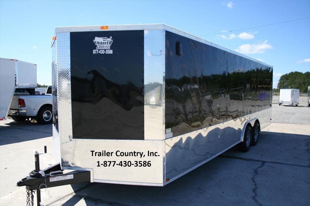 New NEW 8.5 x 24 Tandem Axle, V-Nosed Enclosed Motorcycle, Landscape ...