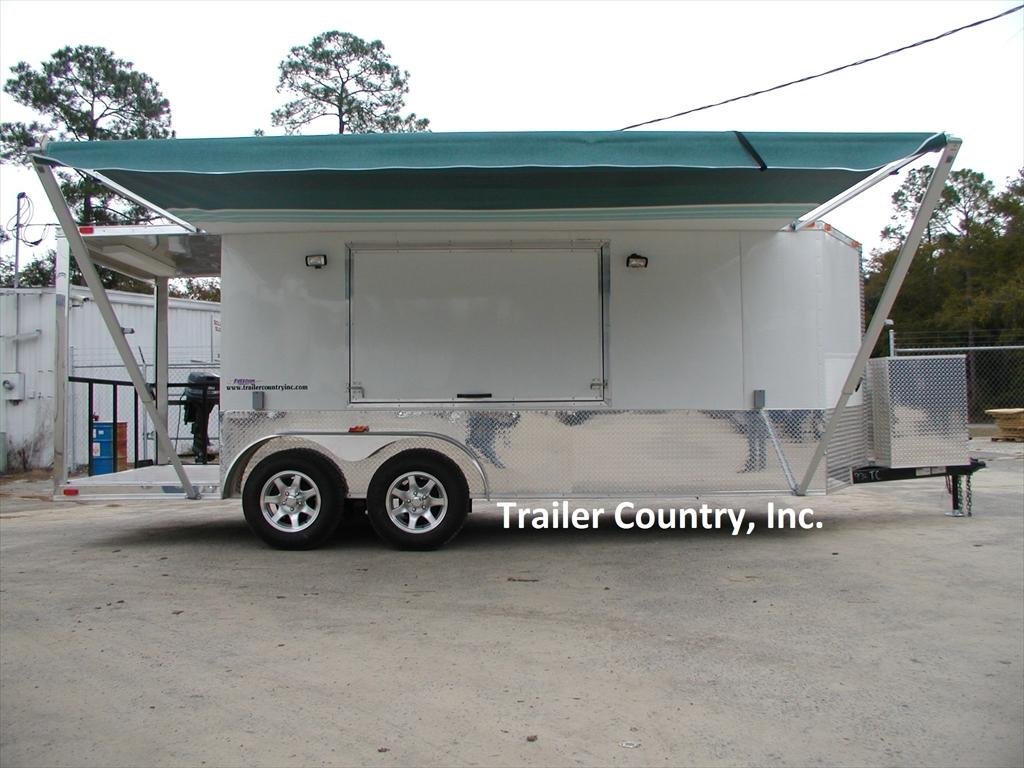 New NEW 7 X 14 + 4' Open Porch TAIL GATE CONCESSION TRAILER LOADED W ...