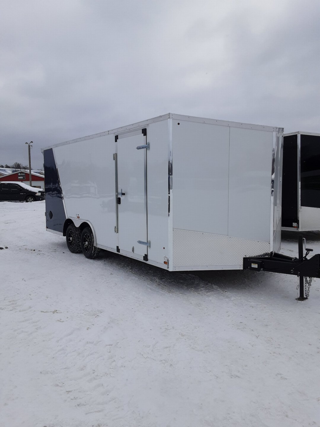 New 2025 US Cargo 8.5X18 white/ blue Cargo / Enclosed Trailer ...