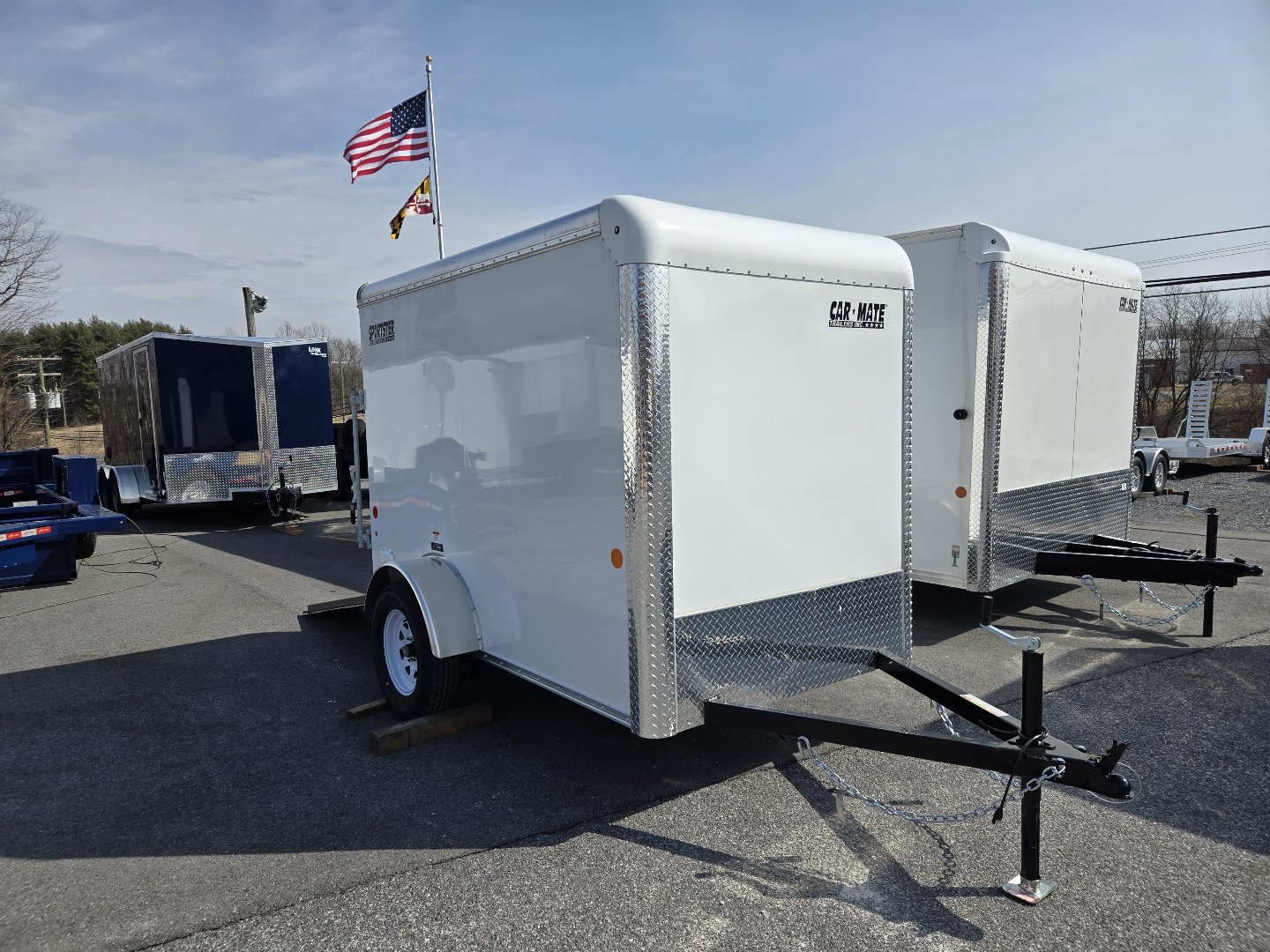 New 5 x 8.5 Car Mate Sportster Cargo, 3k GVWR **White w/Ramp Door, 6 ...