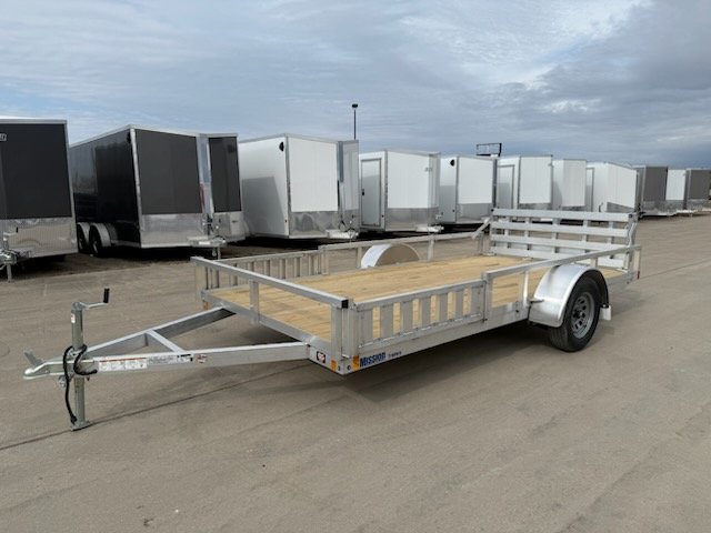 New 2025 MISSION 80"X14' Utility Trailer with Bi-Fold Ramp & AVT Side ...
