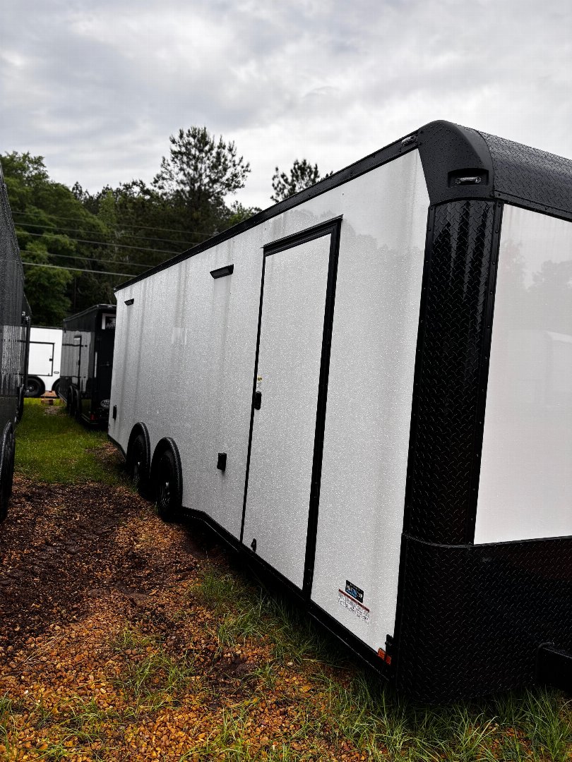 New 2025 8.5X24' WHITE RACE TRAILER-BLACKOUT TRIM-5200# TORSION AXLES ...