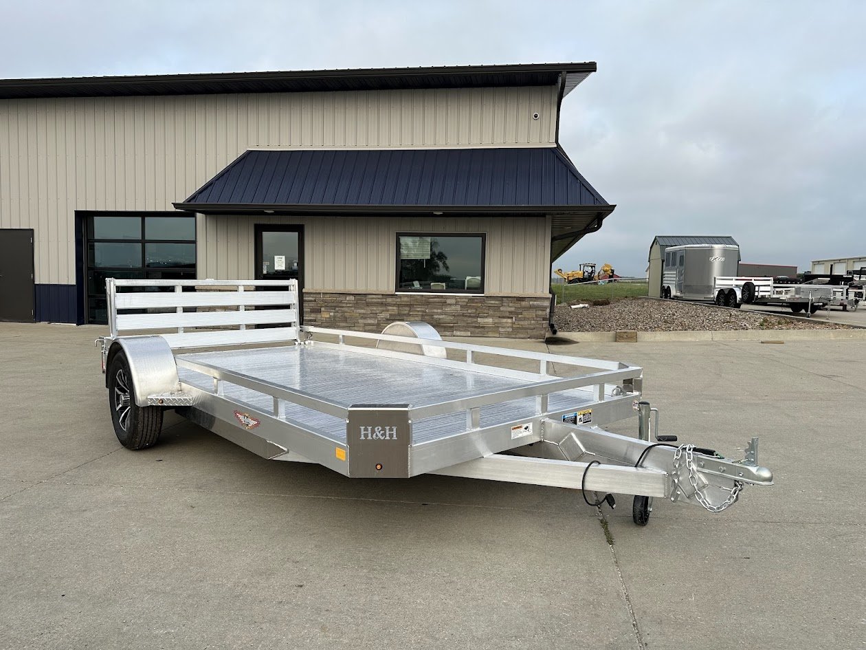 New 2025 H&H Aluminum 78"x12' 3k Low Side Utility Trailer | De Soto Iowa