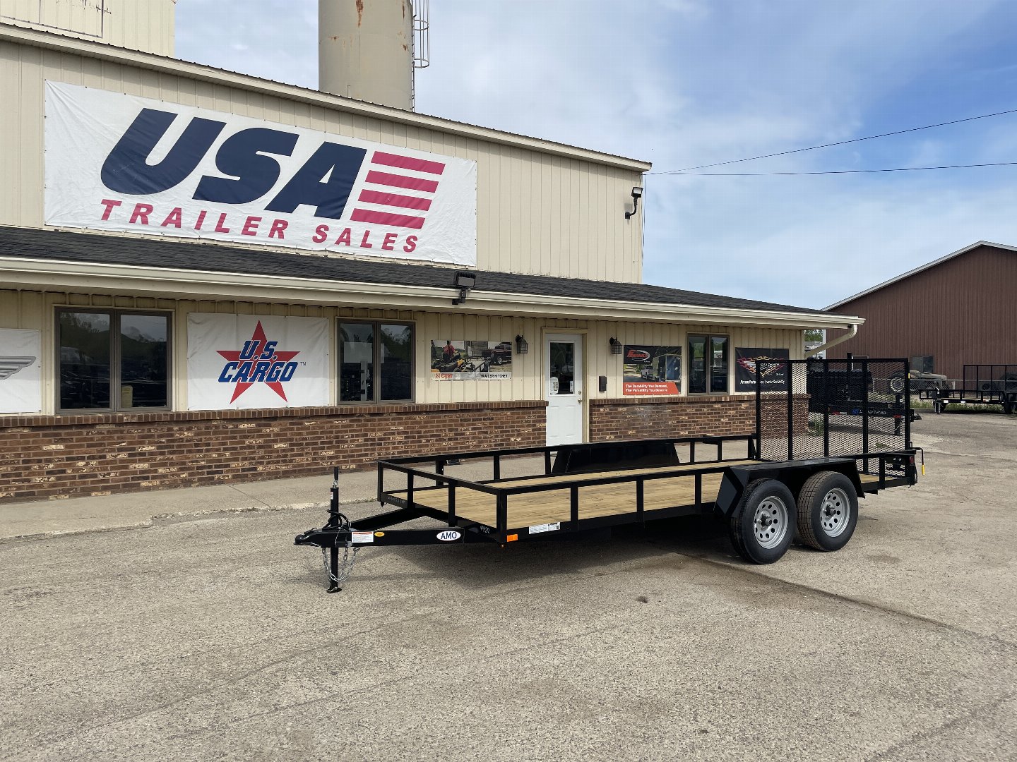 New 2025 AMO 6.4X16 7k LED & Spring Assist Fold Flat Gate Tandem Axle 1-Brake Landscape Trailer ...