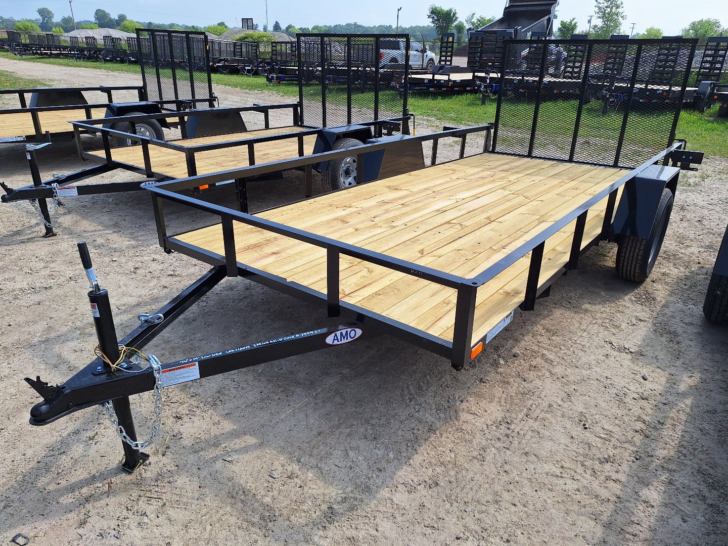 New 2025 AMO 76x14 Lowside Landscape Trailer W/ Led Lights, Spring Assist Gate | New Boston Michigan